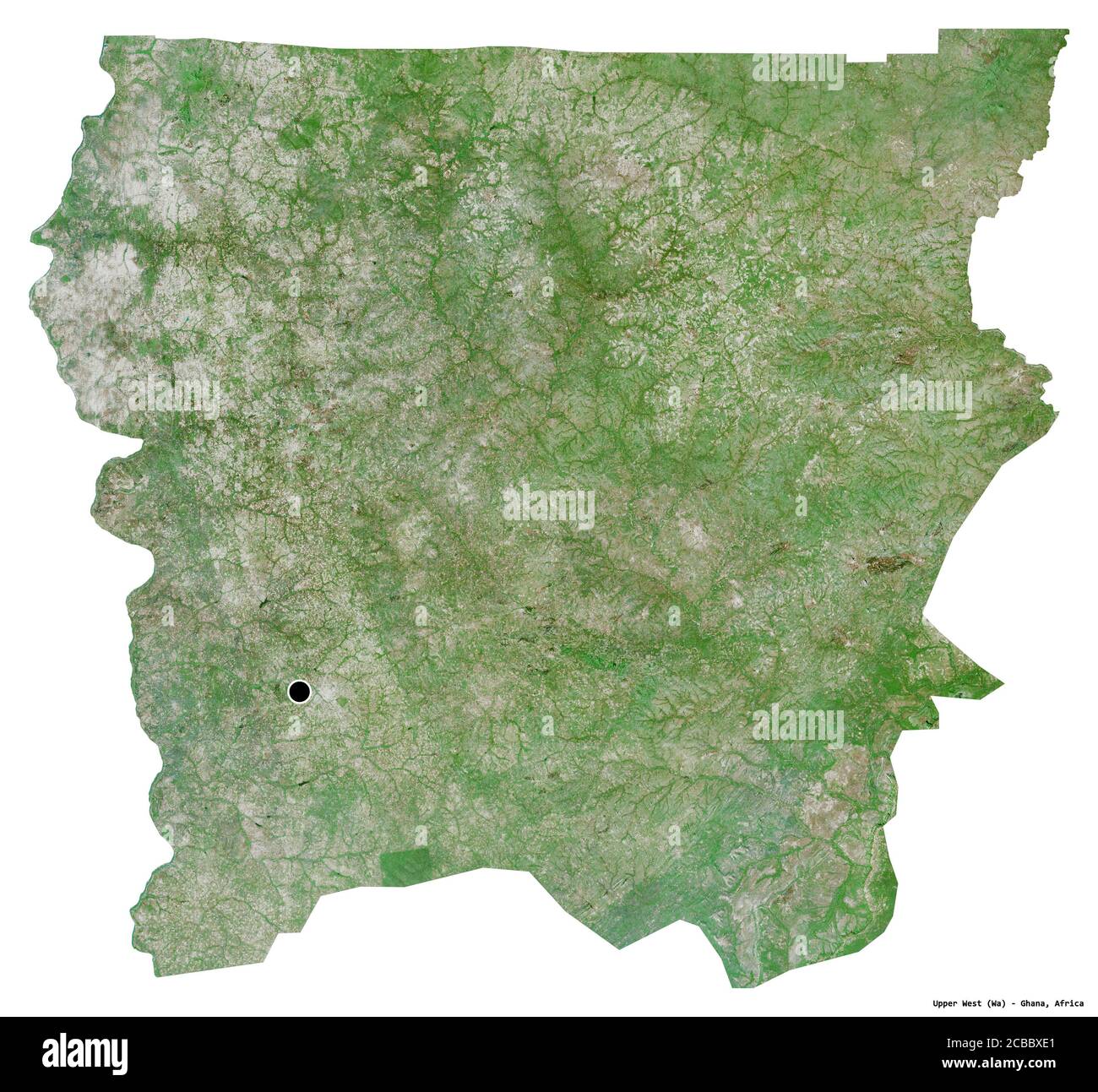 Shape of Upper West, region of Ghana, with its capital isolated on ...
