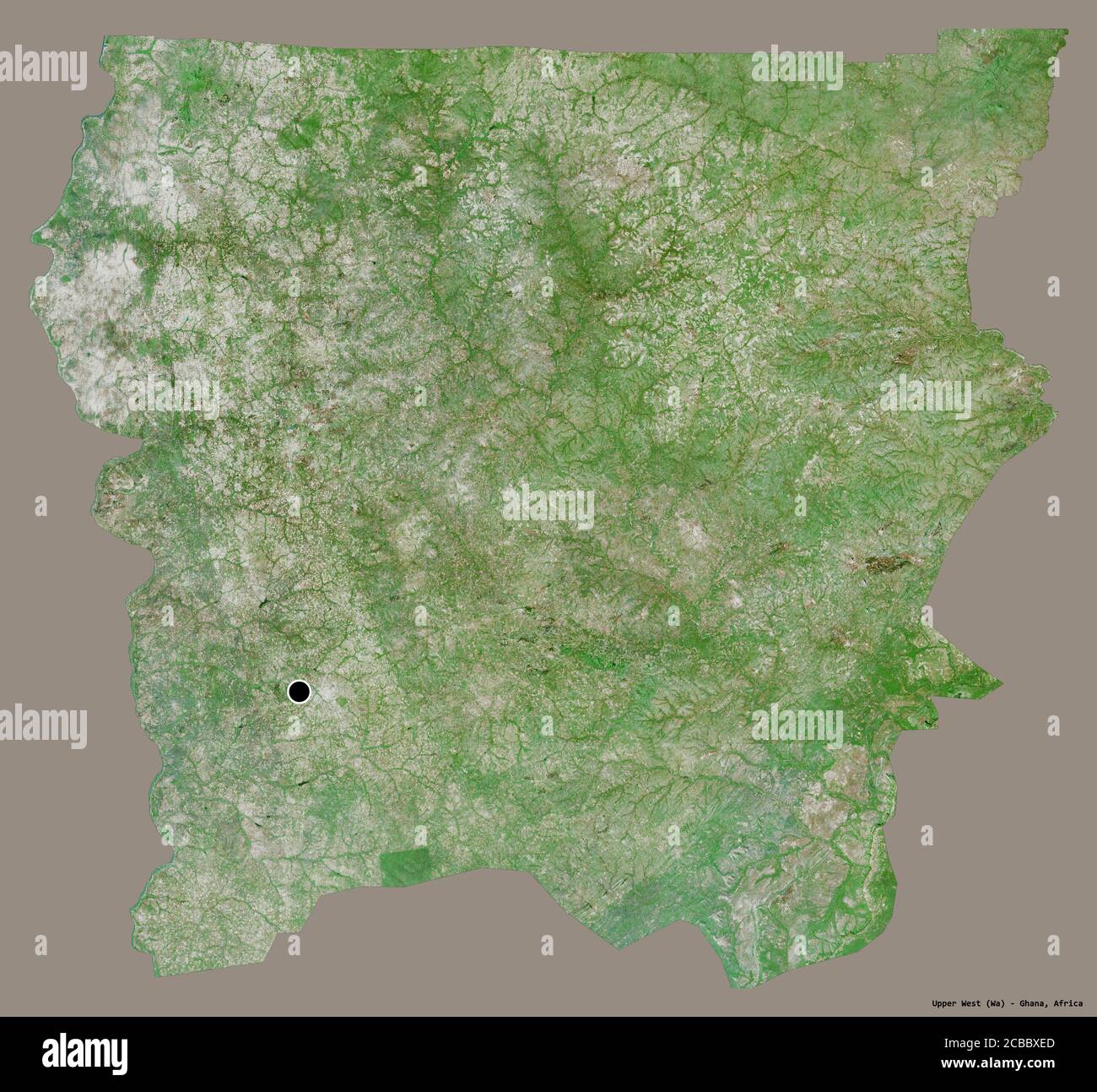 Shape of Upper West, region of Ghana, with its capital isolated on a ...