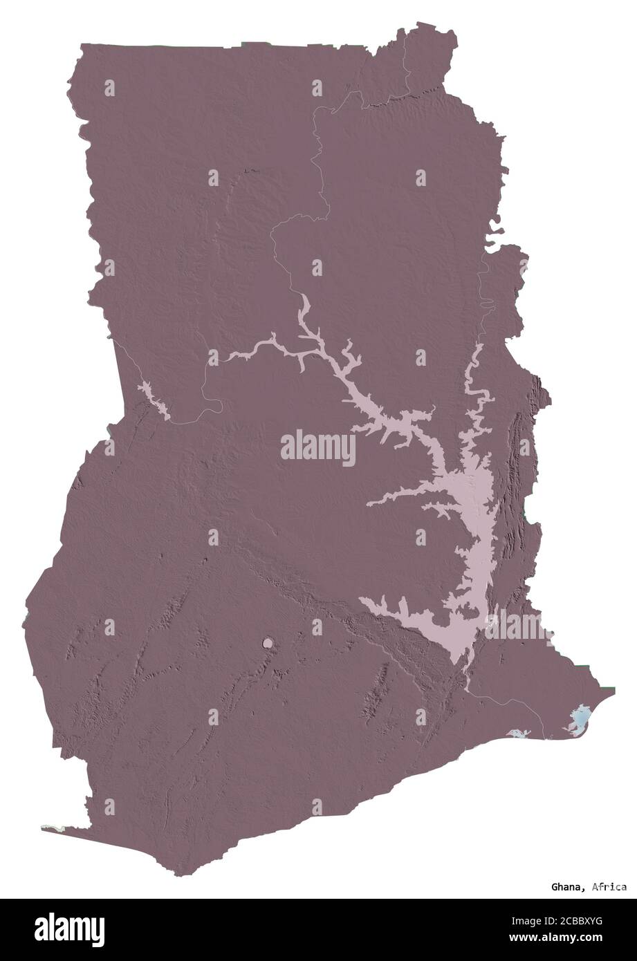 Shape of Ghana with its capital isolated on white background. Colored ...