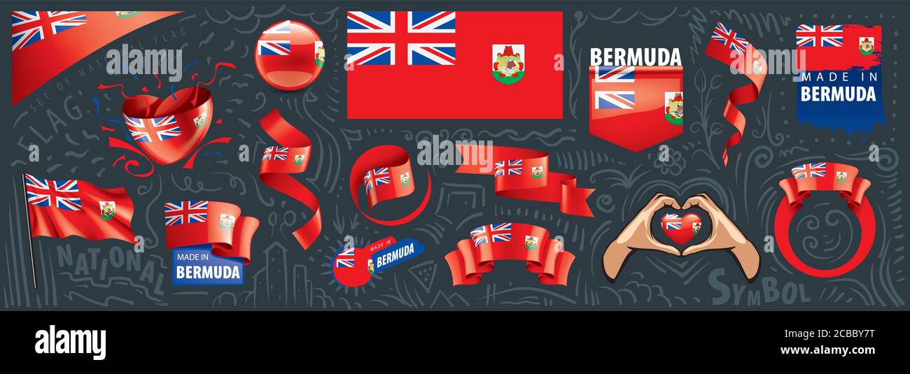 Vector set of the national flag of Bermuda in various creative designs ...