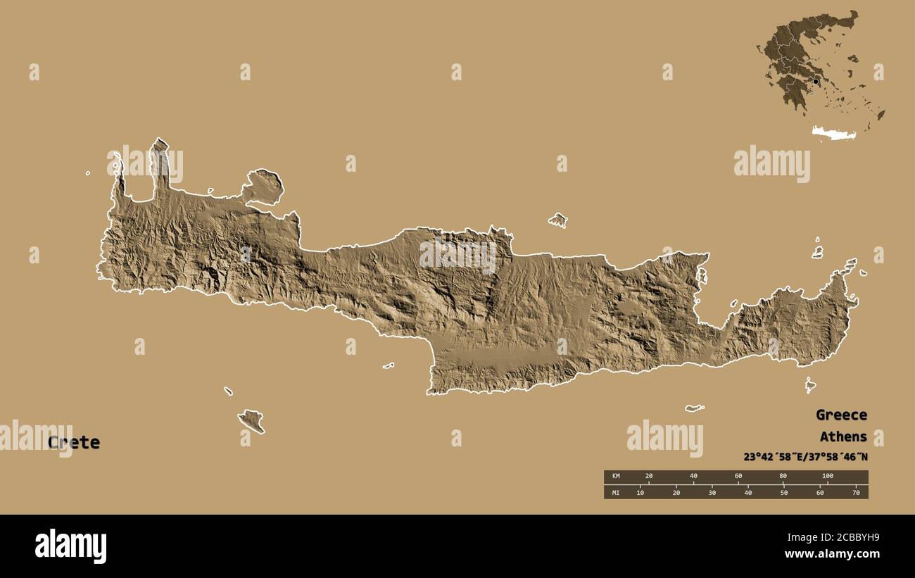 Shape of Crete, decentralized administration of Greece, with its ...