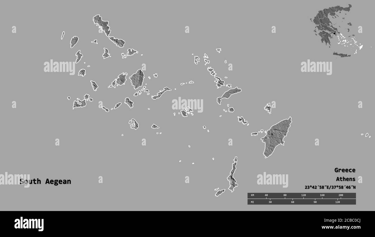 Shape of South Aegean, decentralized administration of Greece, with its ...