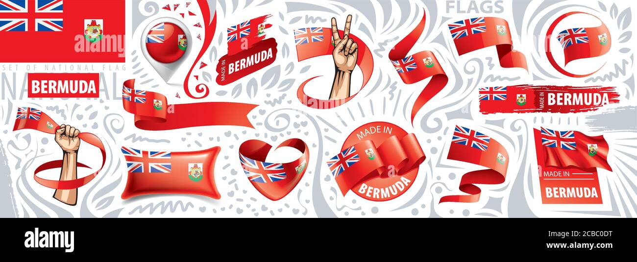 Vector set of the national flag of Bermuda in various creative designs ...