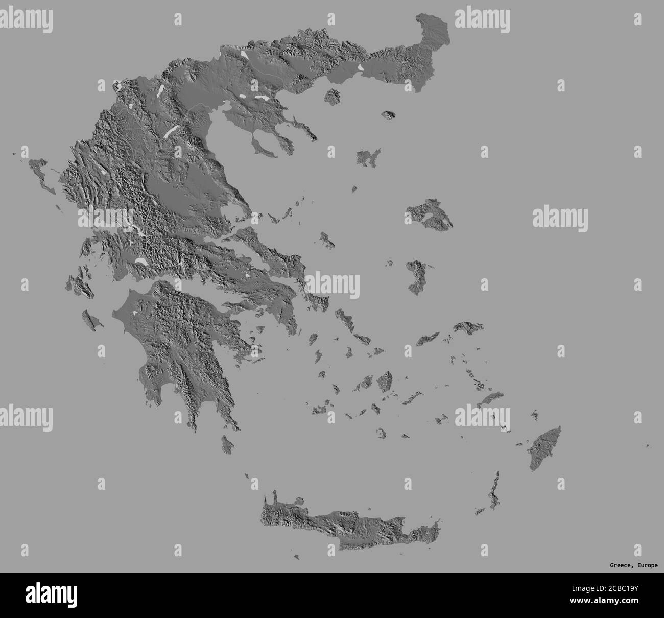 Shape of Greece with its capital isolated on a solid color background ...