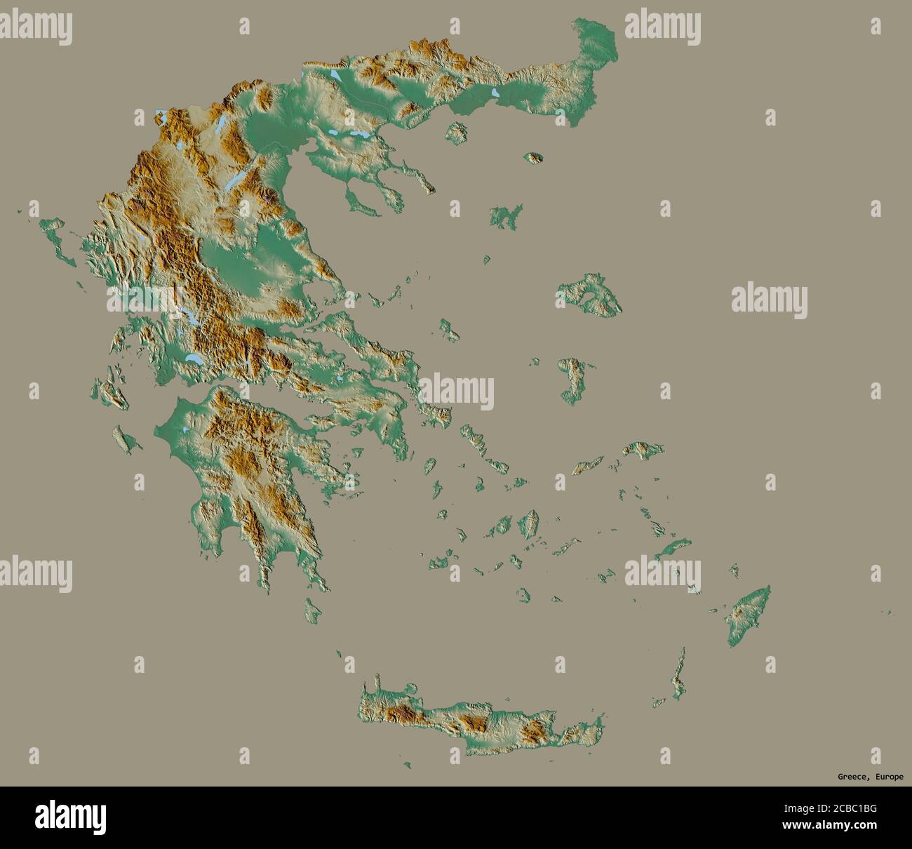 Shape of Greece with its capital isolated on a solid color background ...
