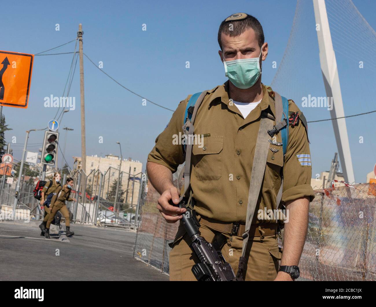 Jerusalem, Israel - August 6th, 2020: An israeli combat soldier wearing ...