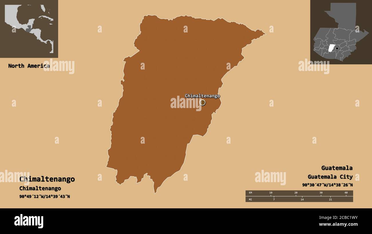 Shape of Chimaltenango, department of Guatemala, and its capital ...