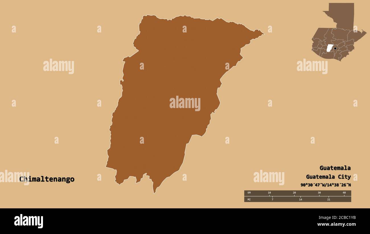Shape of Chimaltenango, department of Guatemala, with its capital ...