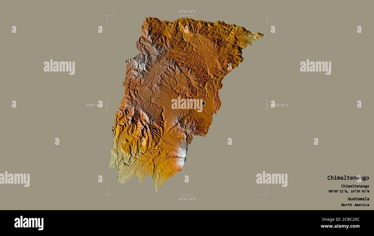 Area of Chimaltenango, department of Guatemala, isolated on a solid ...