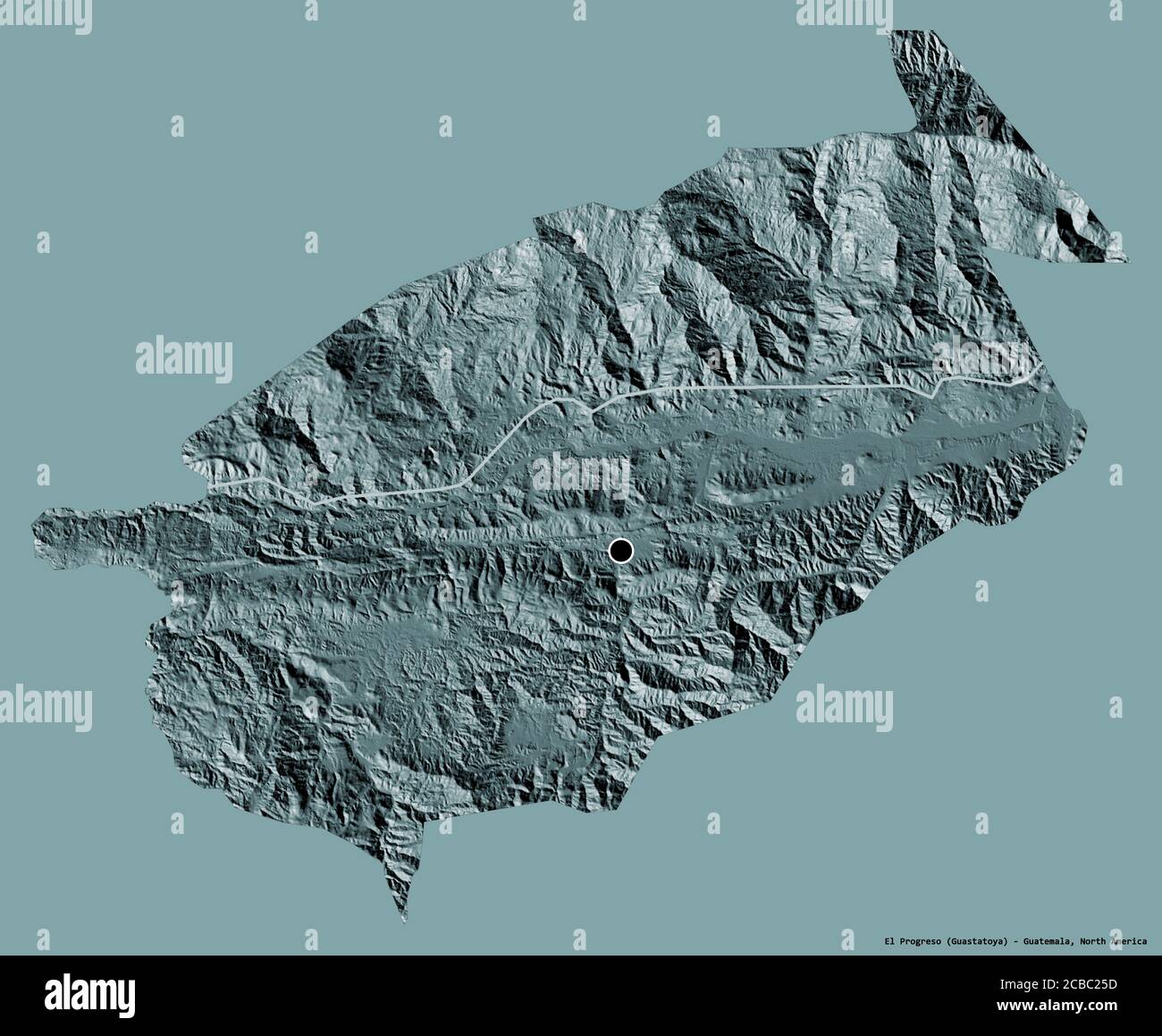 Shape of El Progreso, department of Guatemala, with its capital ...