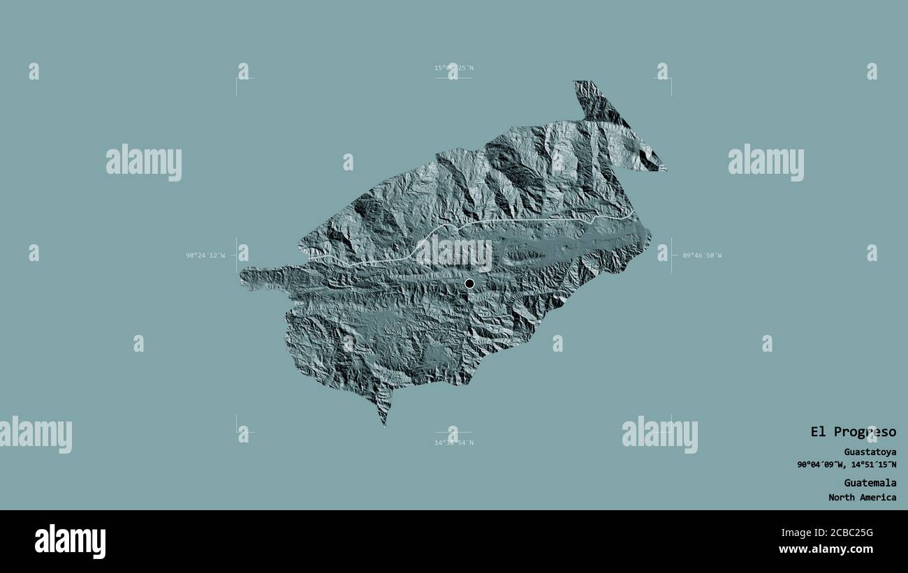 Area of El Progreso, department of Guatemala, isolated on a solid ...