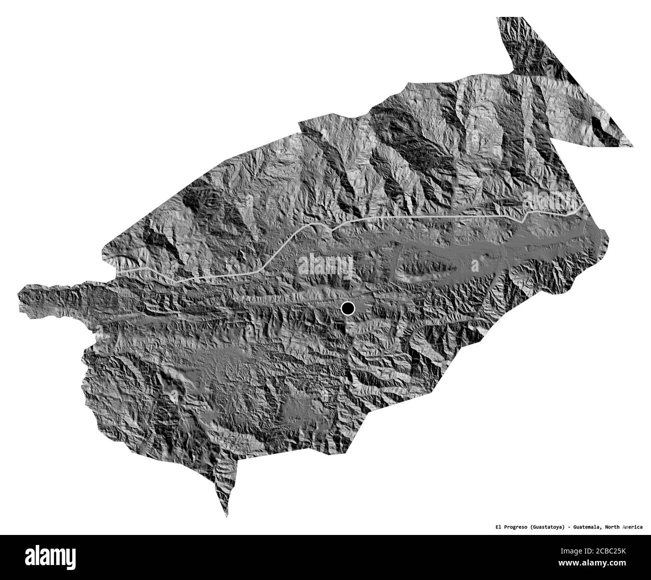 Shape of El Progreso, department of Guatemala, with its capital ...