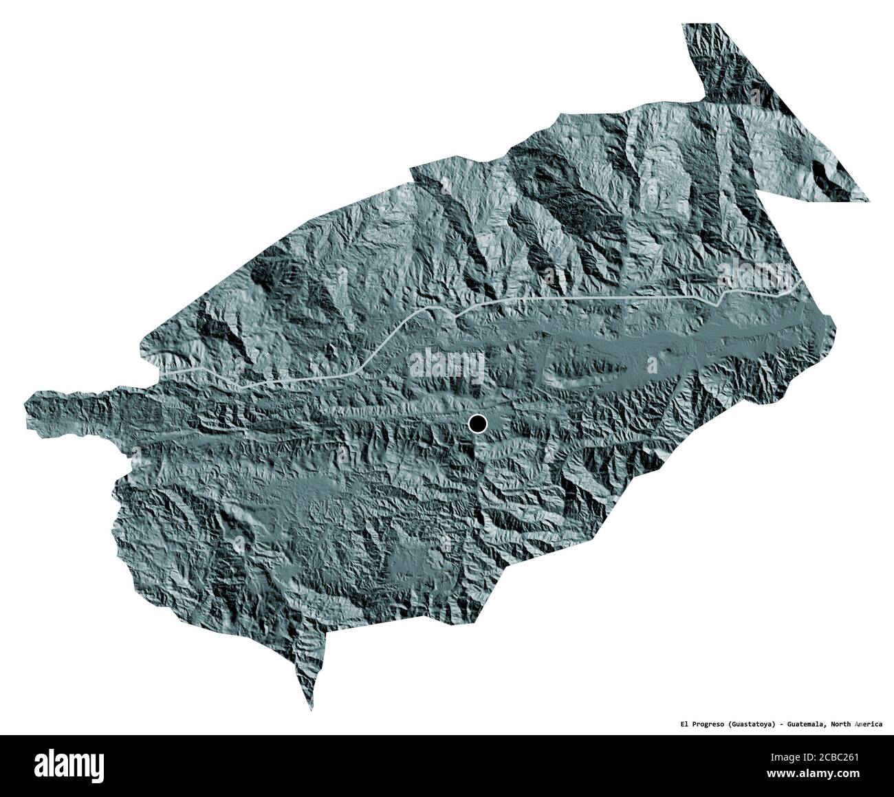 Shape of El Progreso, department of Guatemala, with its capital ...