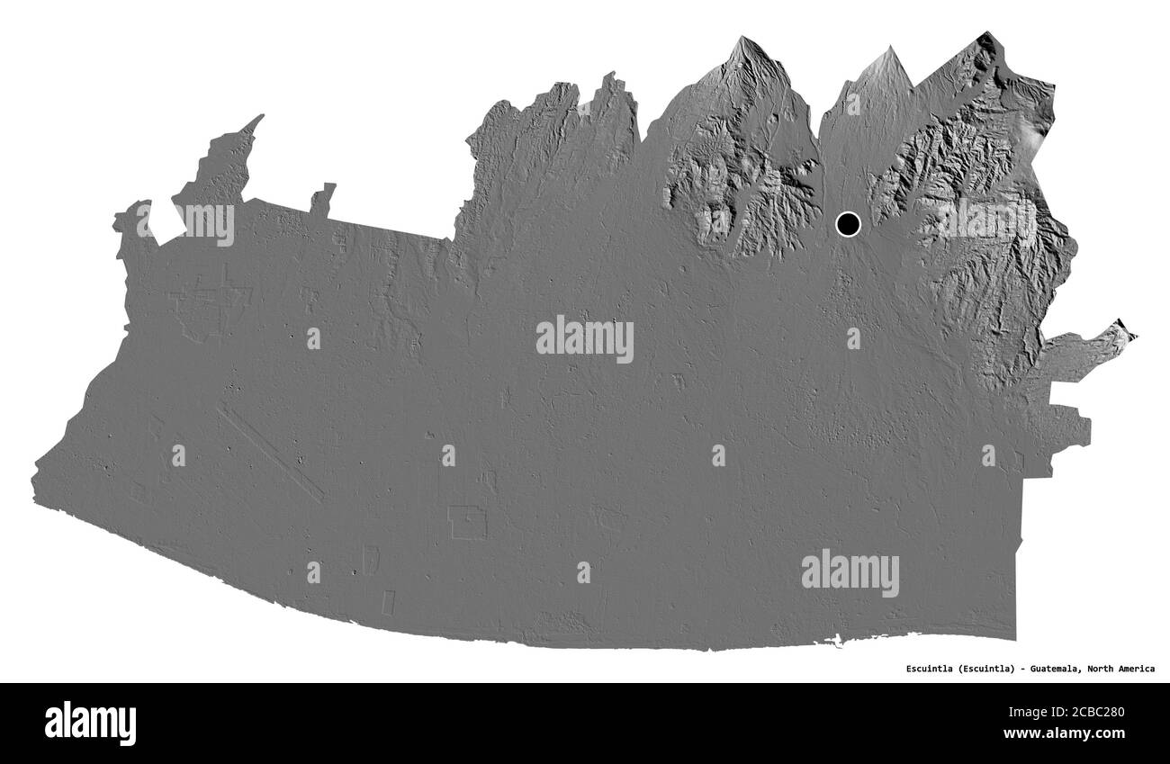 Shape of Escuintla, department of Guatemala, with its capital isolated ...