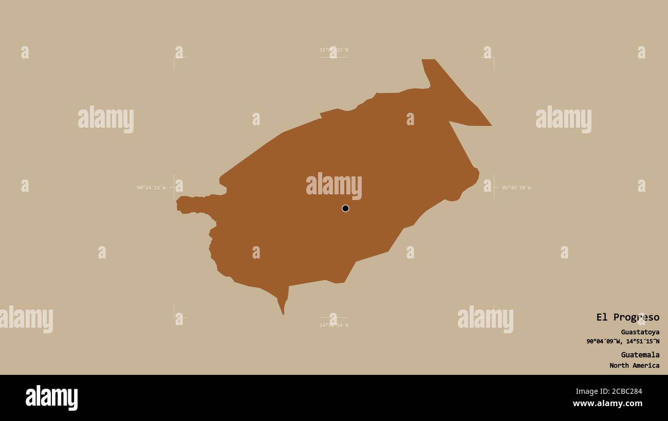 Area of El Progreso, department of Guatemala, isolated on a solid ...