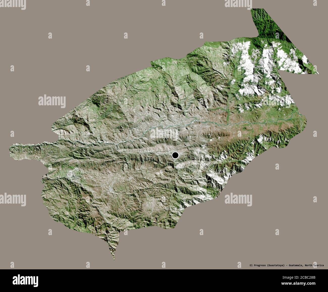 Shape of El Progreso, department of Guatemala, with its capital ...