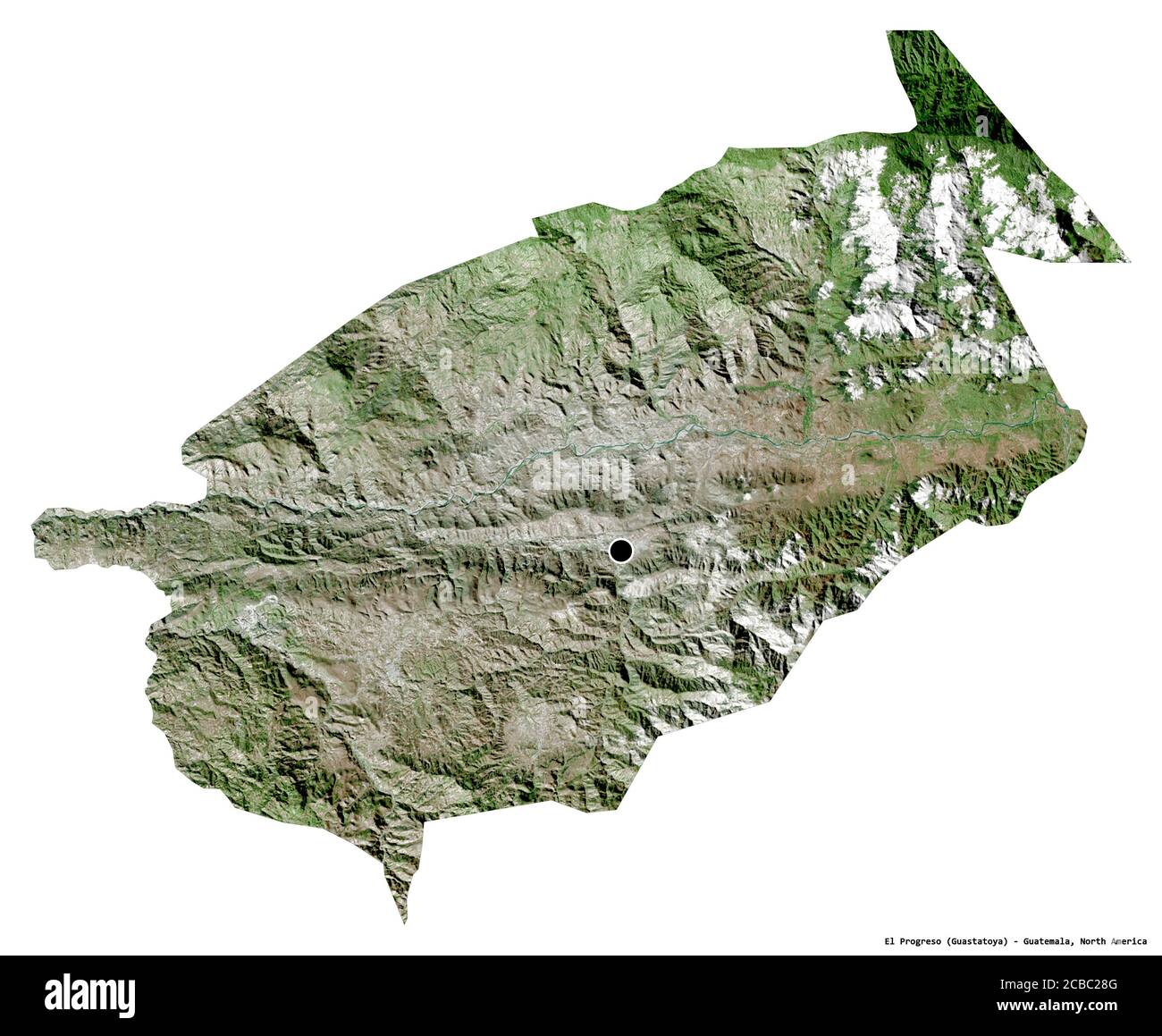Shape of El Progreso, department of Guatemala, with its capital ...