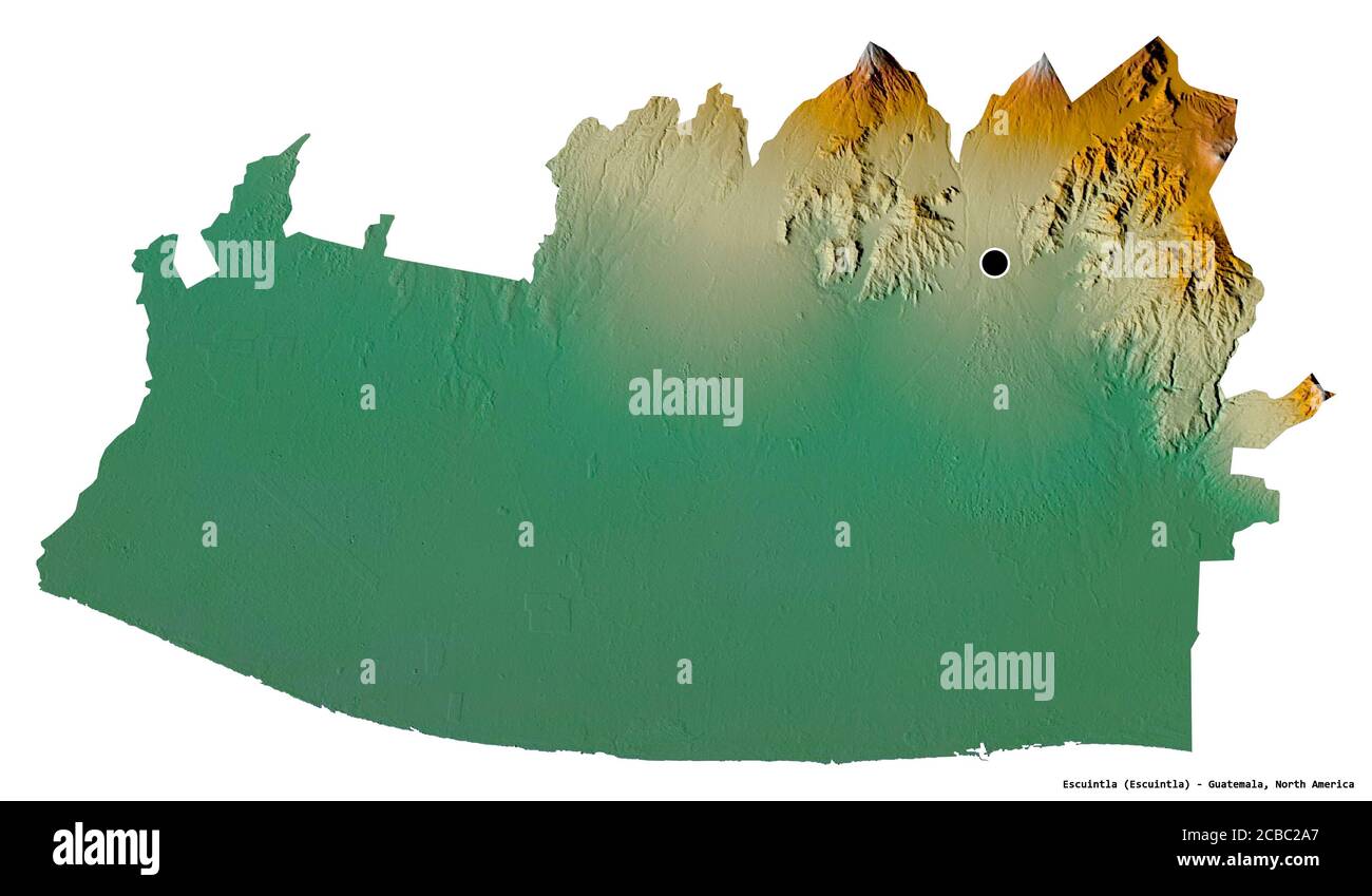 Shape of Escuintla, department of Guatemala, with its capital isolated ...