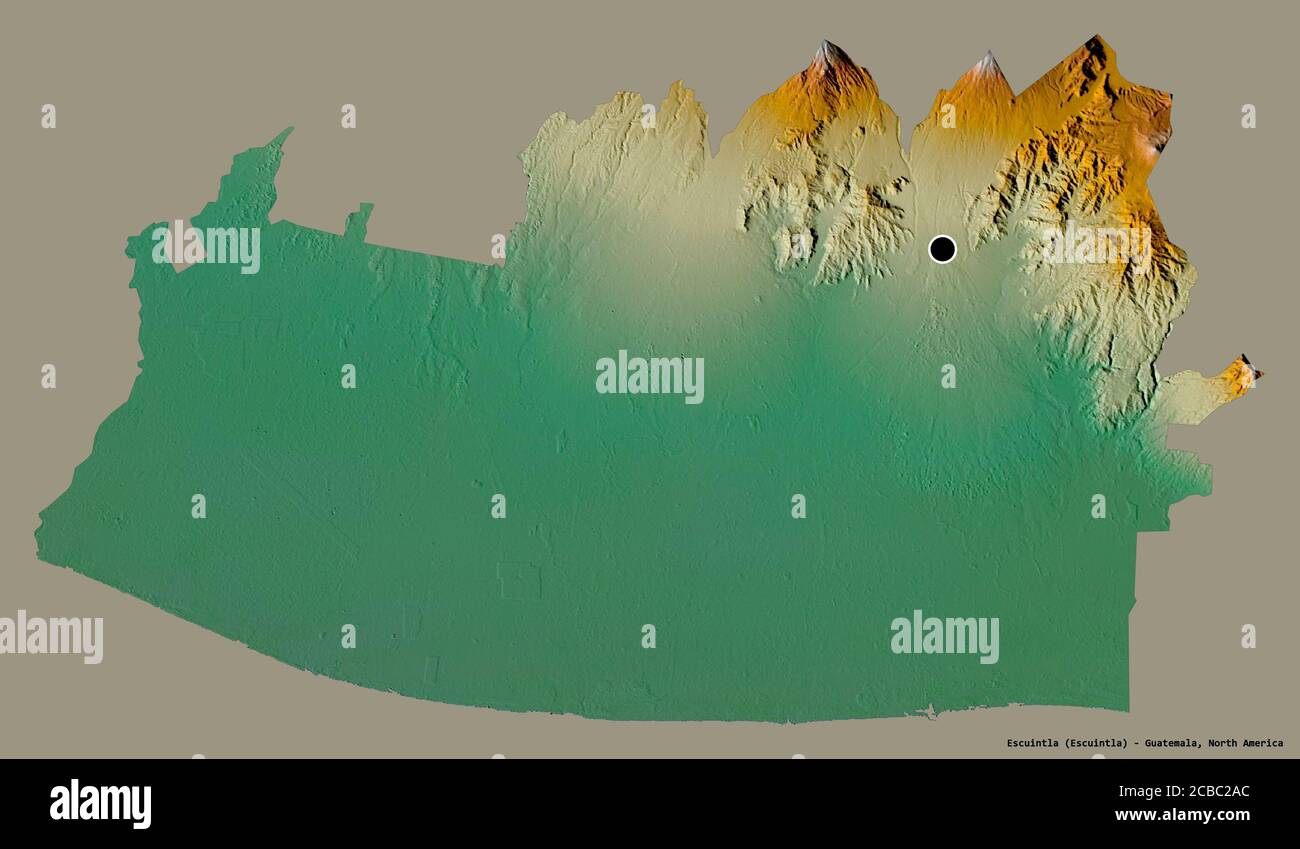 Shape of Escuintla, department of Guatemala, with its capital isolated ...