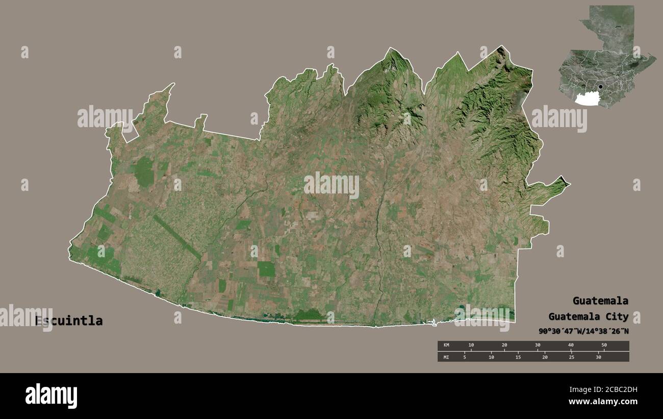 Shape of Escuintla, department of Guatemala, with its capital isolated ...