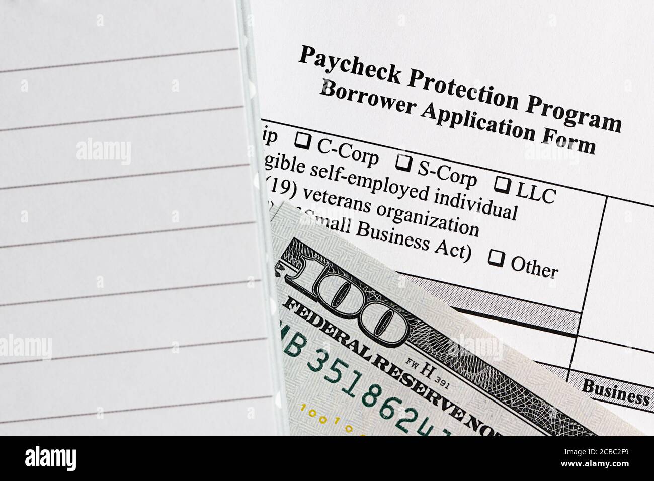 paycheck protection program. borrower application form Stock Photo - Alamy