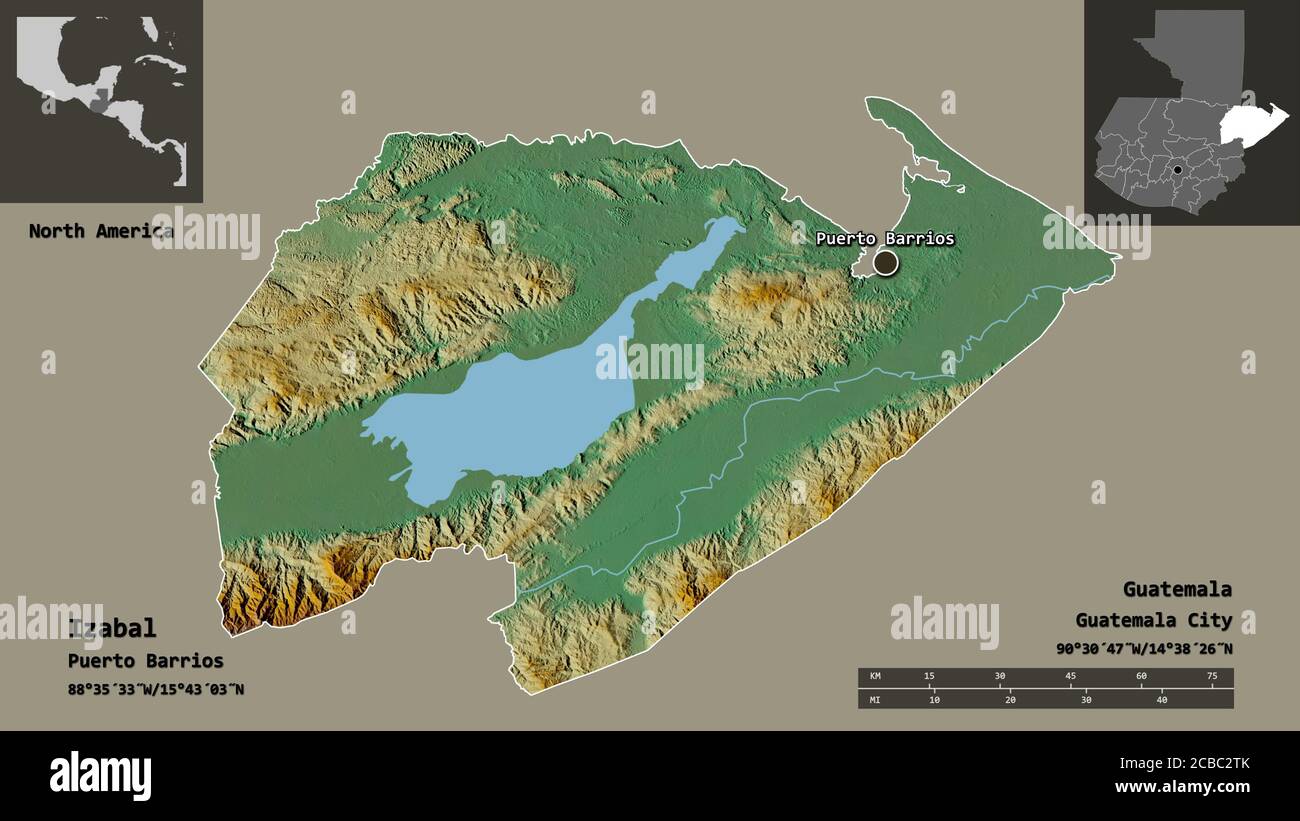 Izabal Map Shape Of Izabal, Department Of Guatemala, With Its Capital