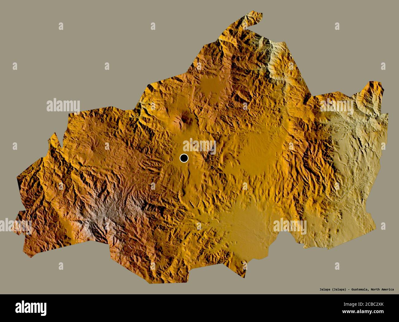 Shape of Jalapa, department of Guatemala, with its capital isolated on ...