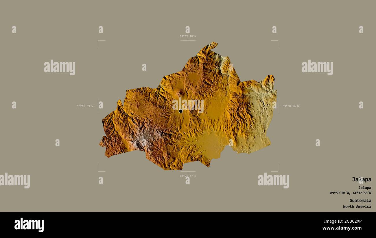 Area of Jalapa, department of Guatemala, isolated on a solid background ...