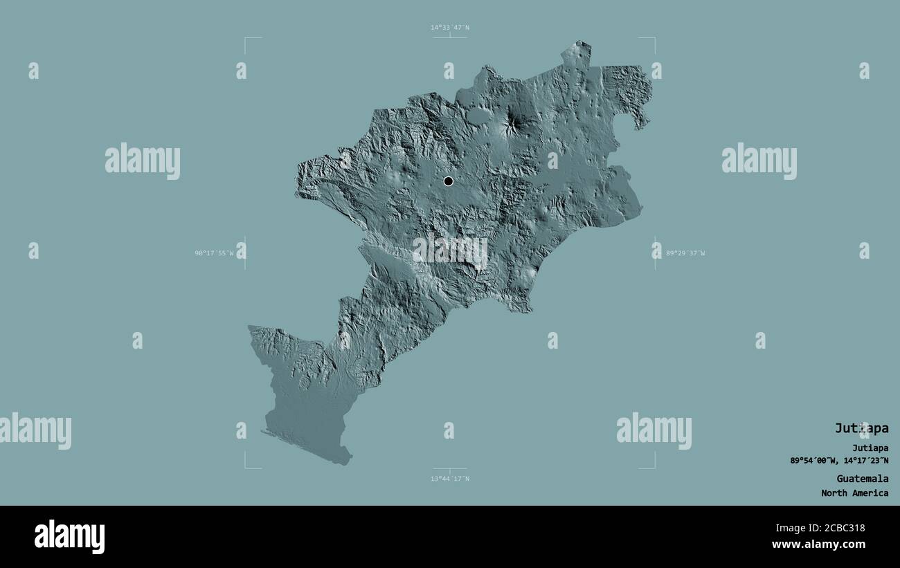 Area of Jutiapa, department of Guatemala, isolated on a solid ...