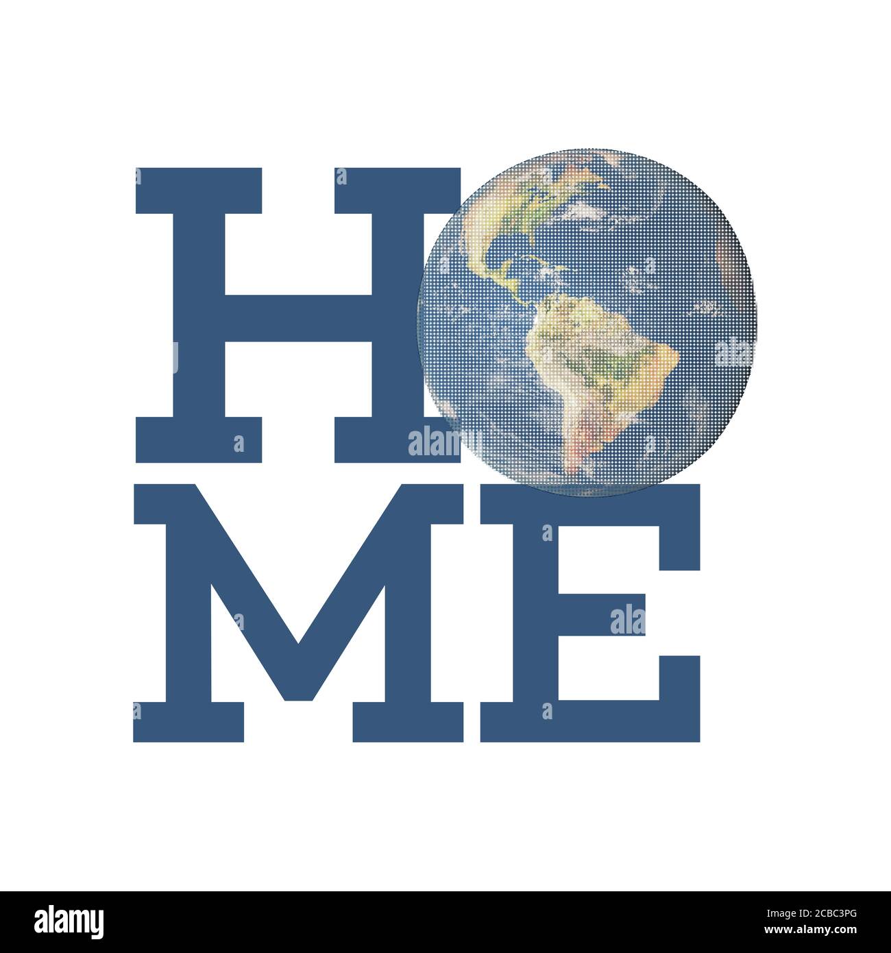 Simple illustration of the word "HOME" with globe isolated on a white ...