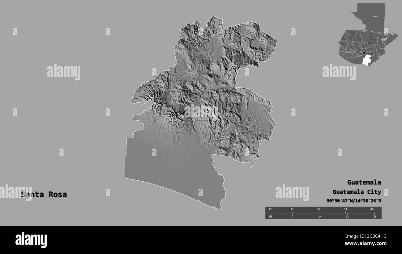 Shape of Santa Rosa, department of Guatemala, with its capital isolated ...