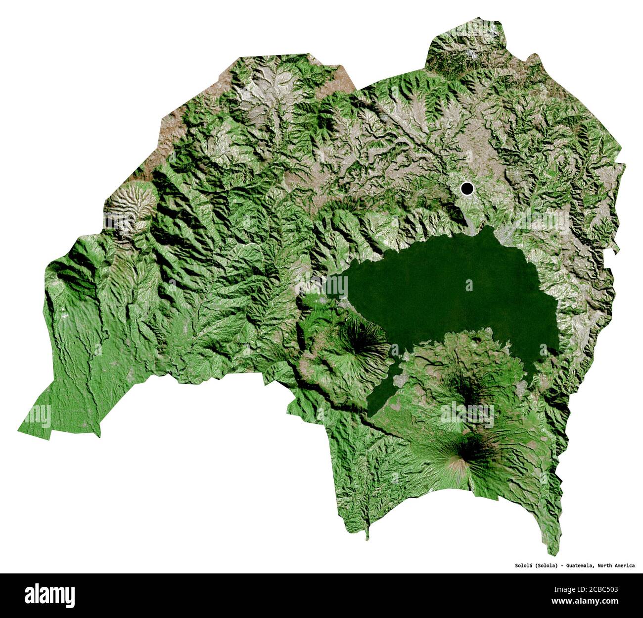 Shape of Sololá, department of Guatemala, with its capital isolated on ...