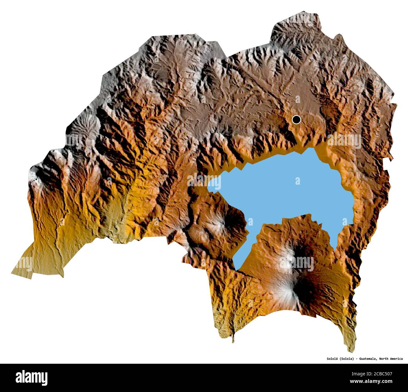 Shape of Sololá, department of Guatemala, with its capital isolated on ...
