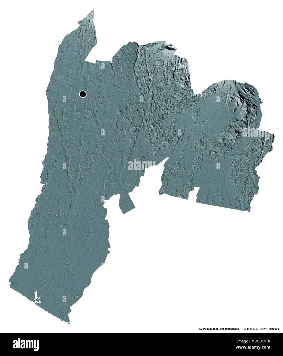 Shape of Suchitepéquez, department of Guatemala, with its capital ...