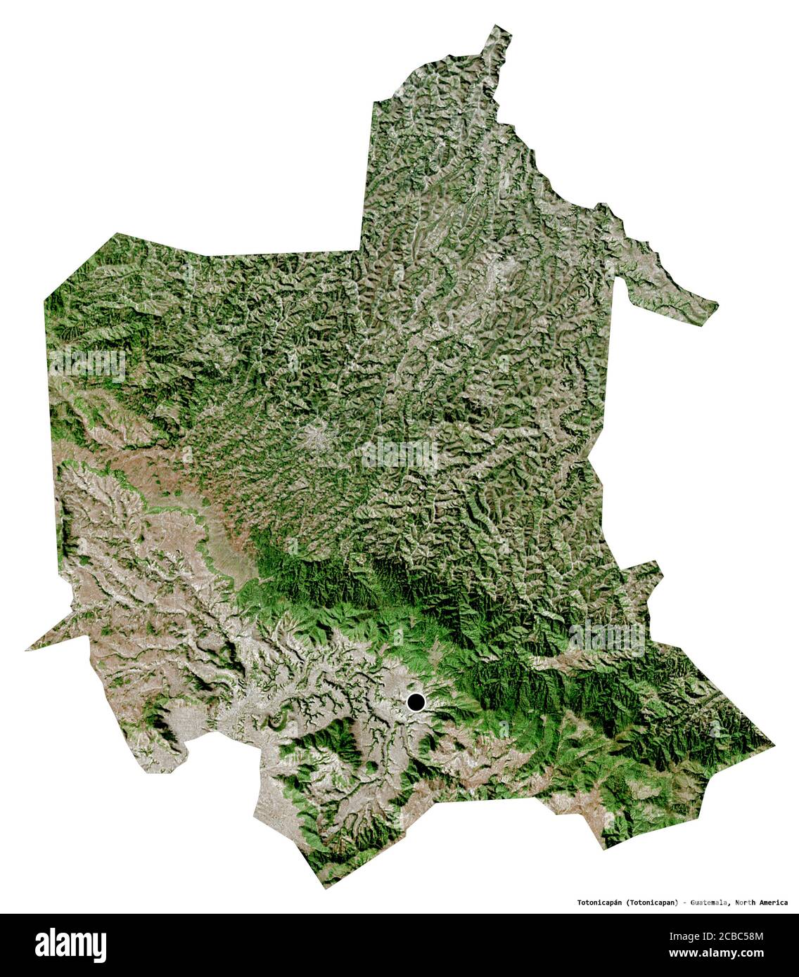 Shape of Totonicapán, department of Guatemala, with its capital ...