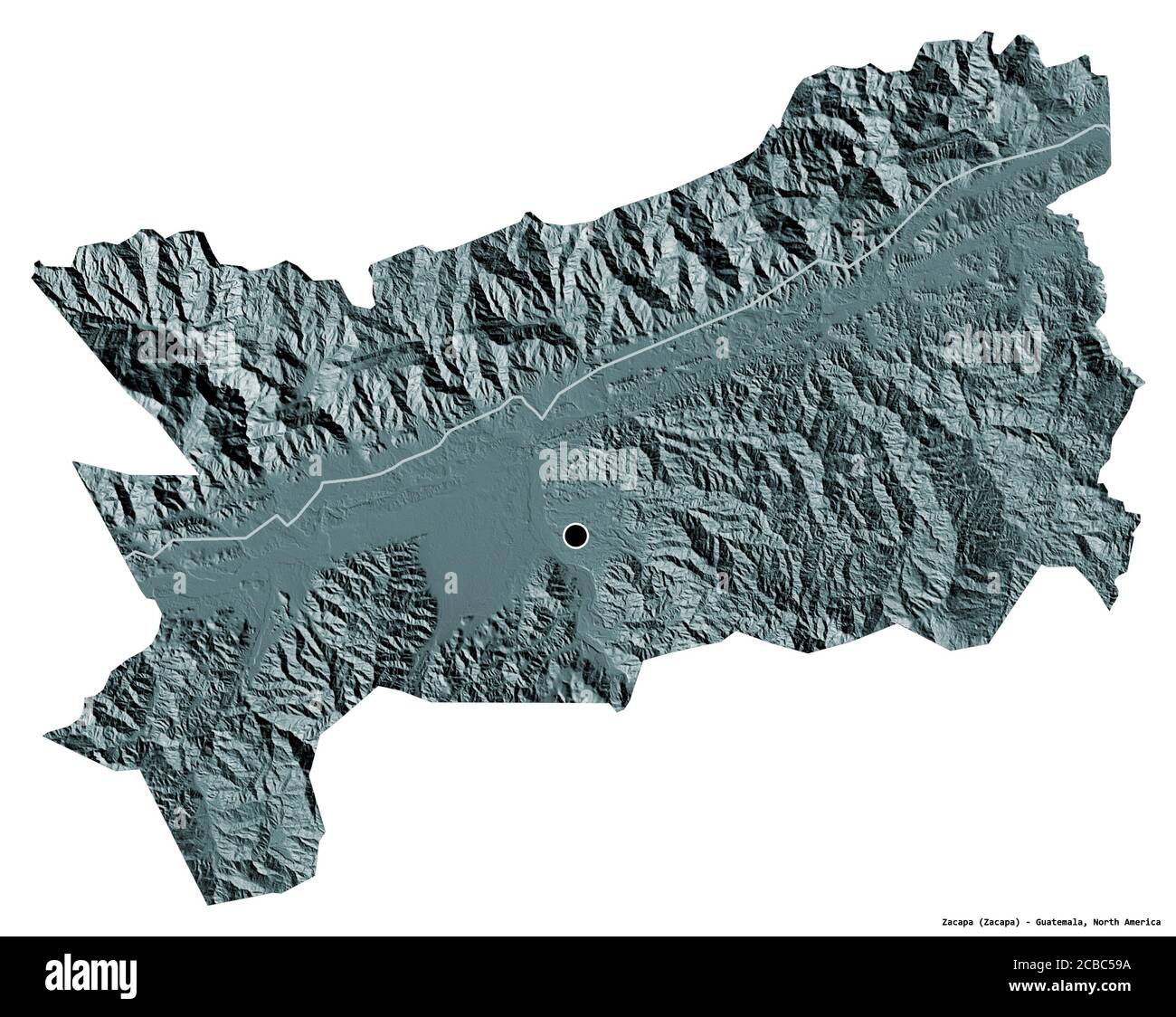 Shape of Zacapa, department of Guatemala, with its capital isolated on ...