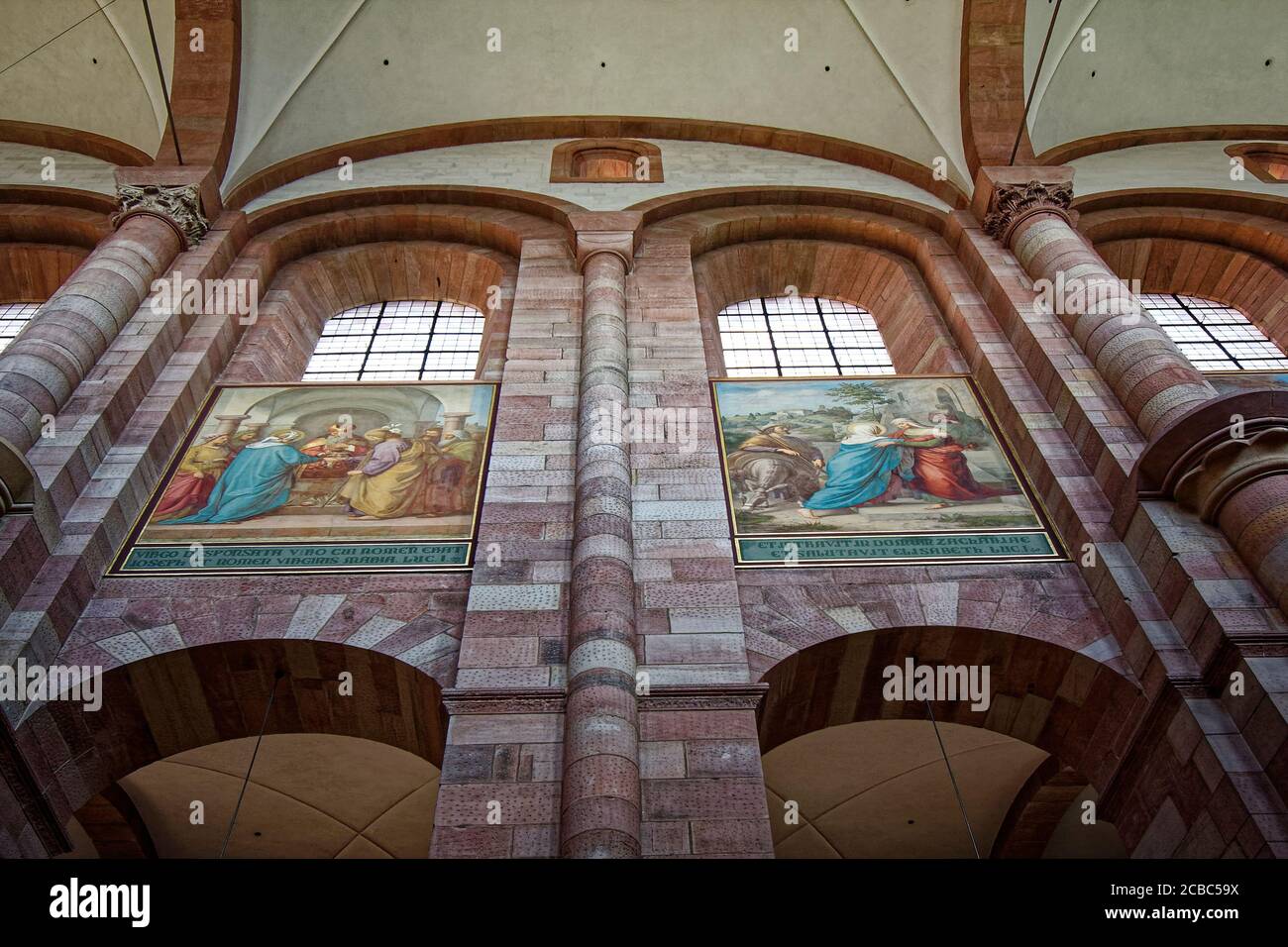 Speyer Cathedral; 1061; stone walls; arches; paintings; windows ...