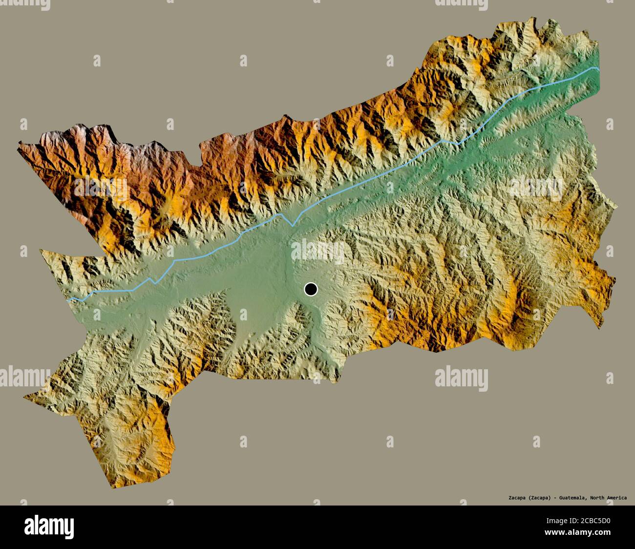 Shape of Zacapa, department of Guatemala, with its capital isolated on ...