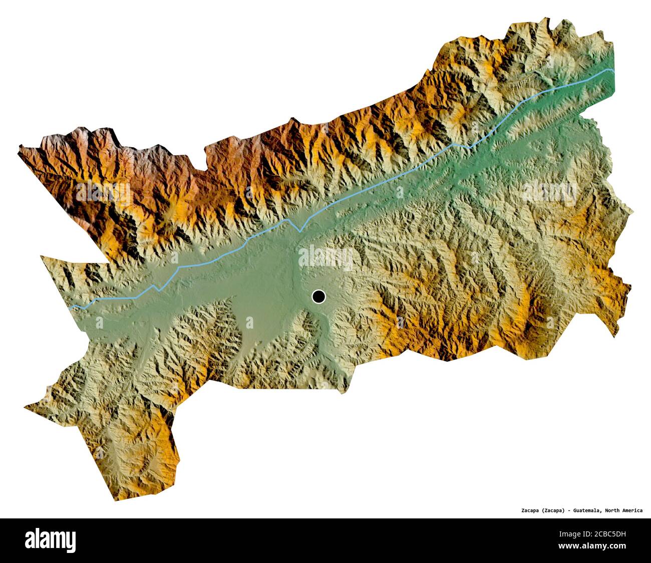 Shape of Zacapa, department of Guatemala, with its capital isolated on ...