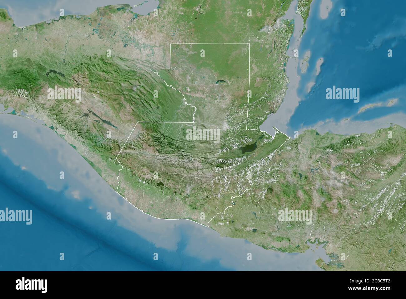 Extended area of Guatemala with country outline, international and ...