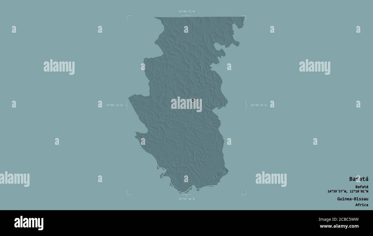Area of Bafatá, region of Guinea-Bissau, isolated on a solid background ...