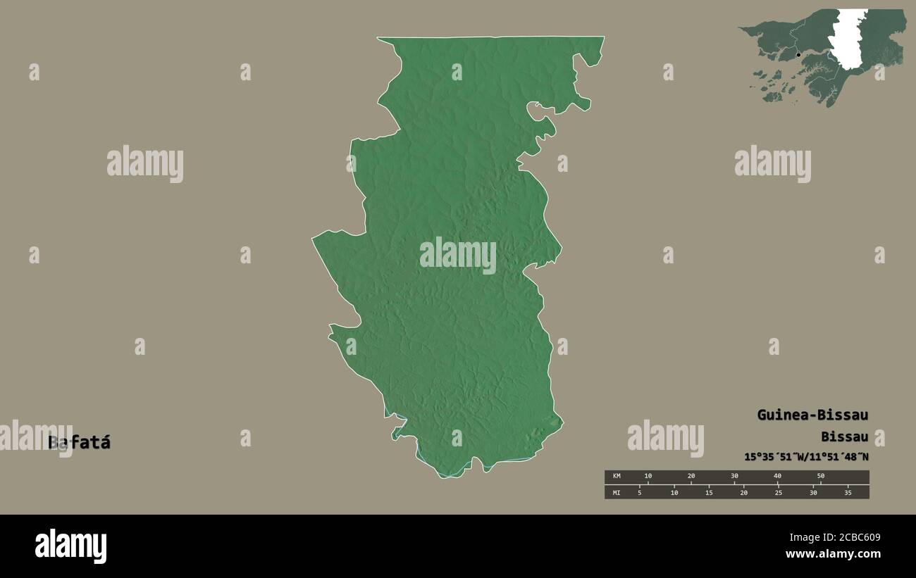 Shape of Bafatá, region of Guinea-Bissau, with its capital isolated on ...