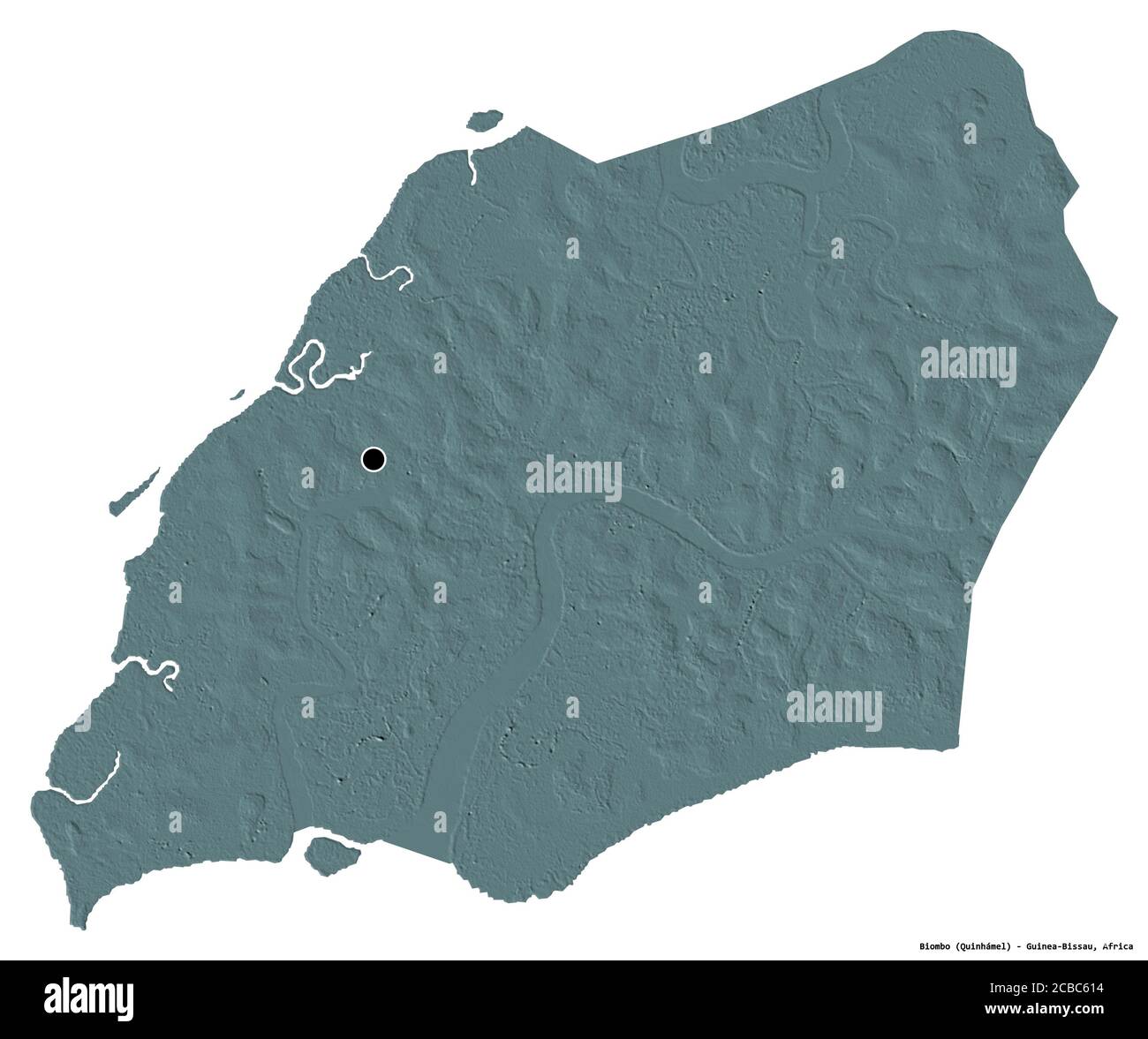 Shape of Biombo, region of Guinea-Bissau, with its capital isolated on ...