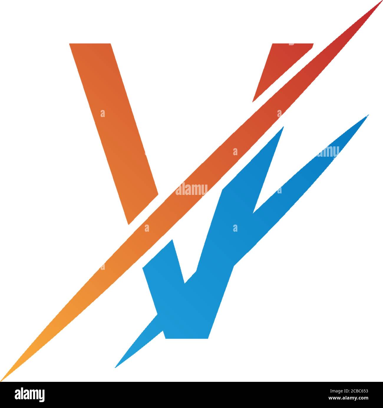 V Letter Slash Logo, Concept Letter V + icon slash Stock Vector Image ...