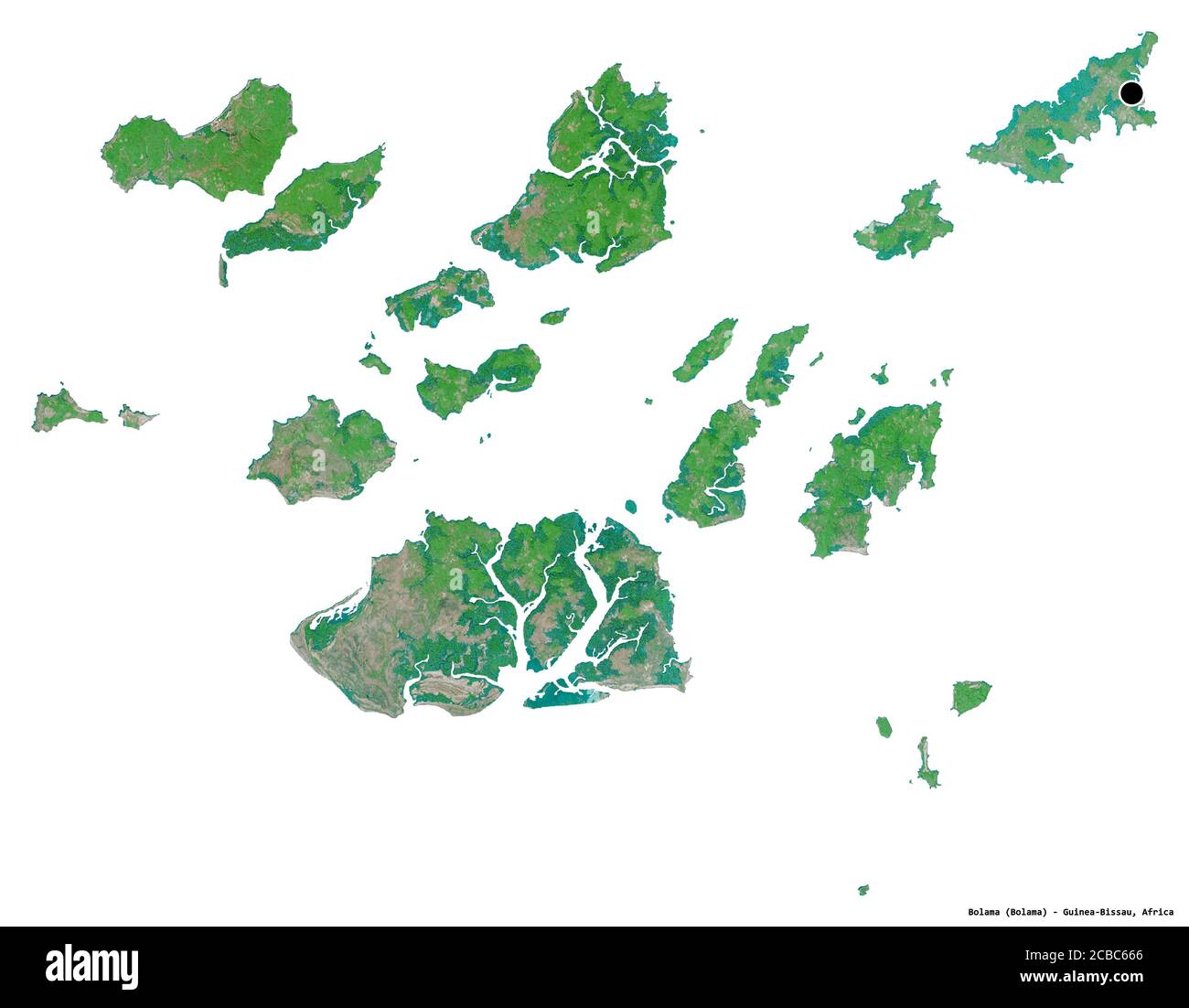 Shape of Bolama, region of Guinea-Bissau, with its capital isolated on ...