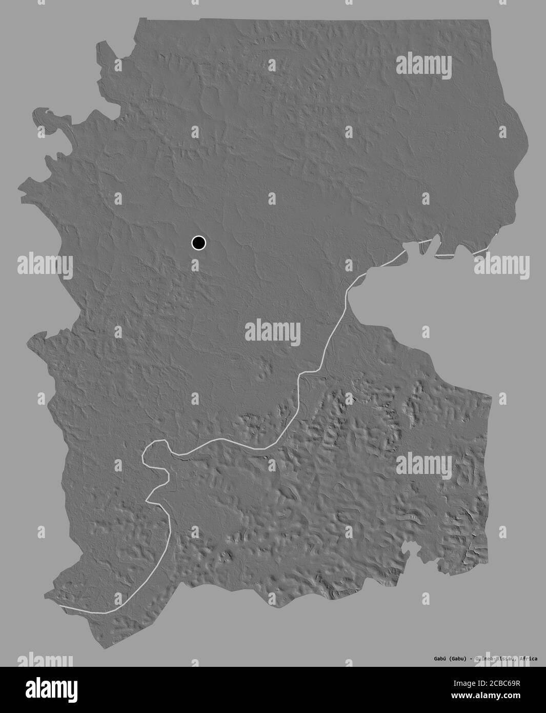 Shape of Gabú, region of Guinea-Bissau, with its capital isolated on a ...