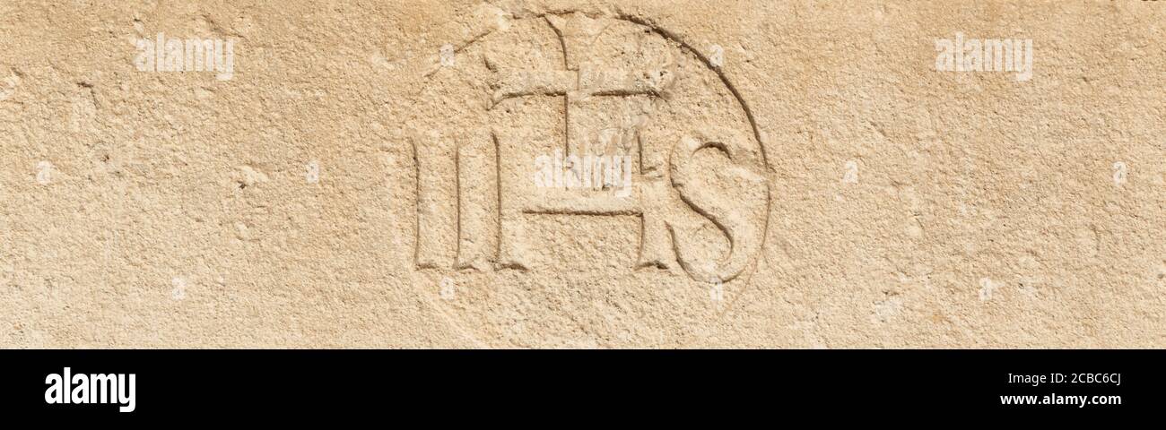 Old ihs sign christogram sculpted hi-res stock photography and images ...