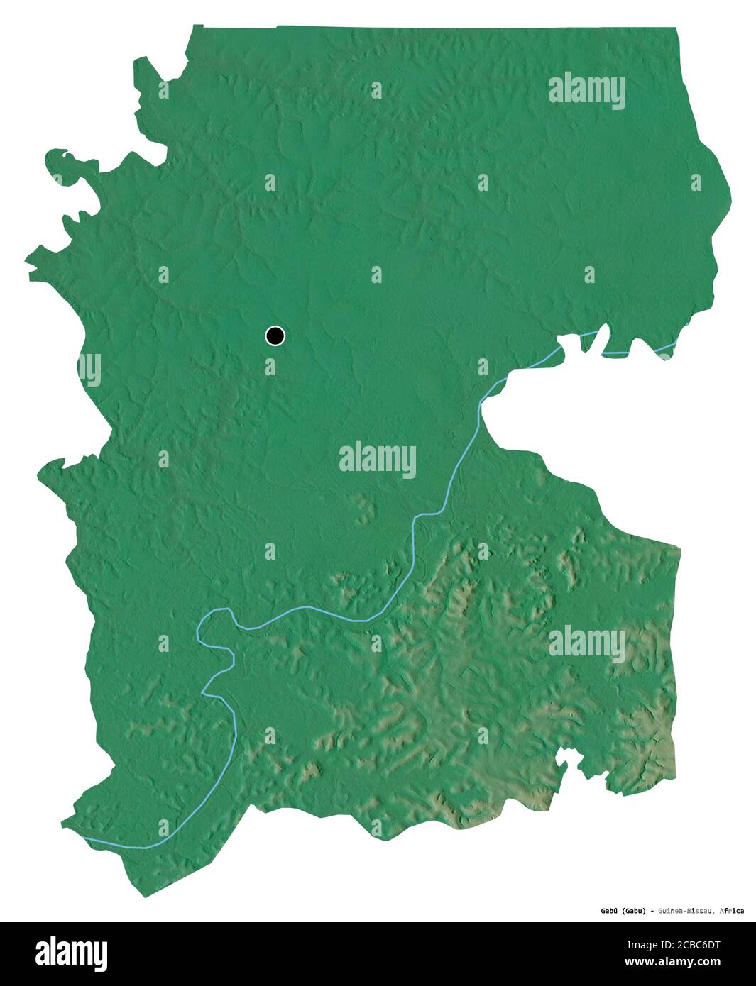 Shape of Gabú, region of Guinea-Bissau, with its capital isolated on ...