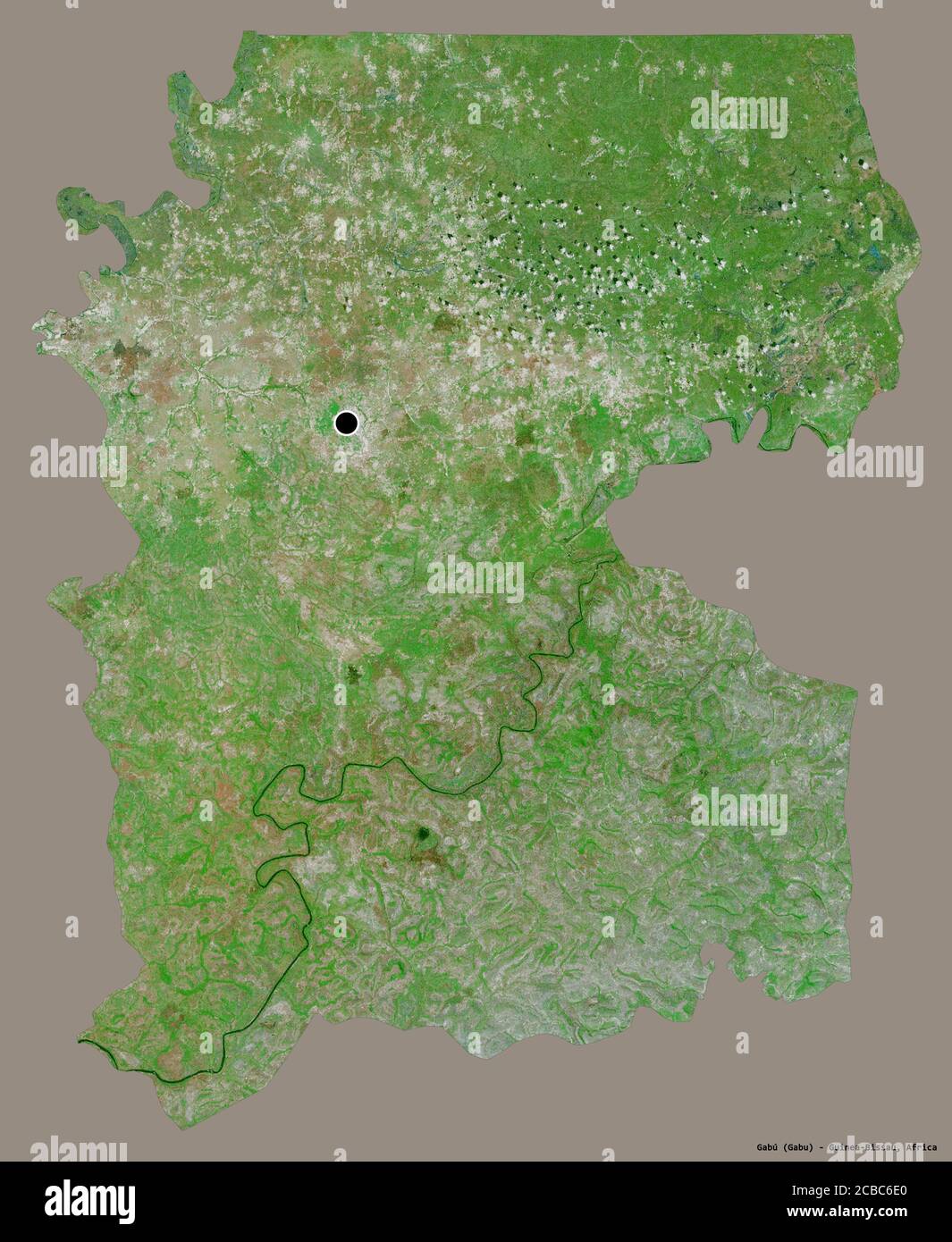 Shape of Gabú, region of Guinea-Bissau, with its capital isolated on a ...