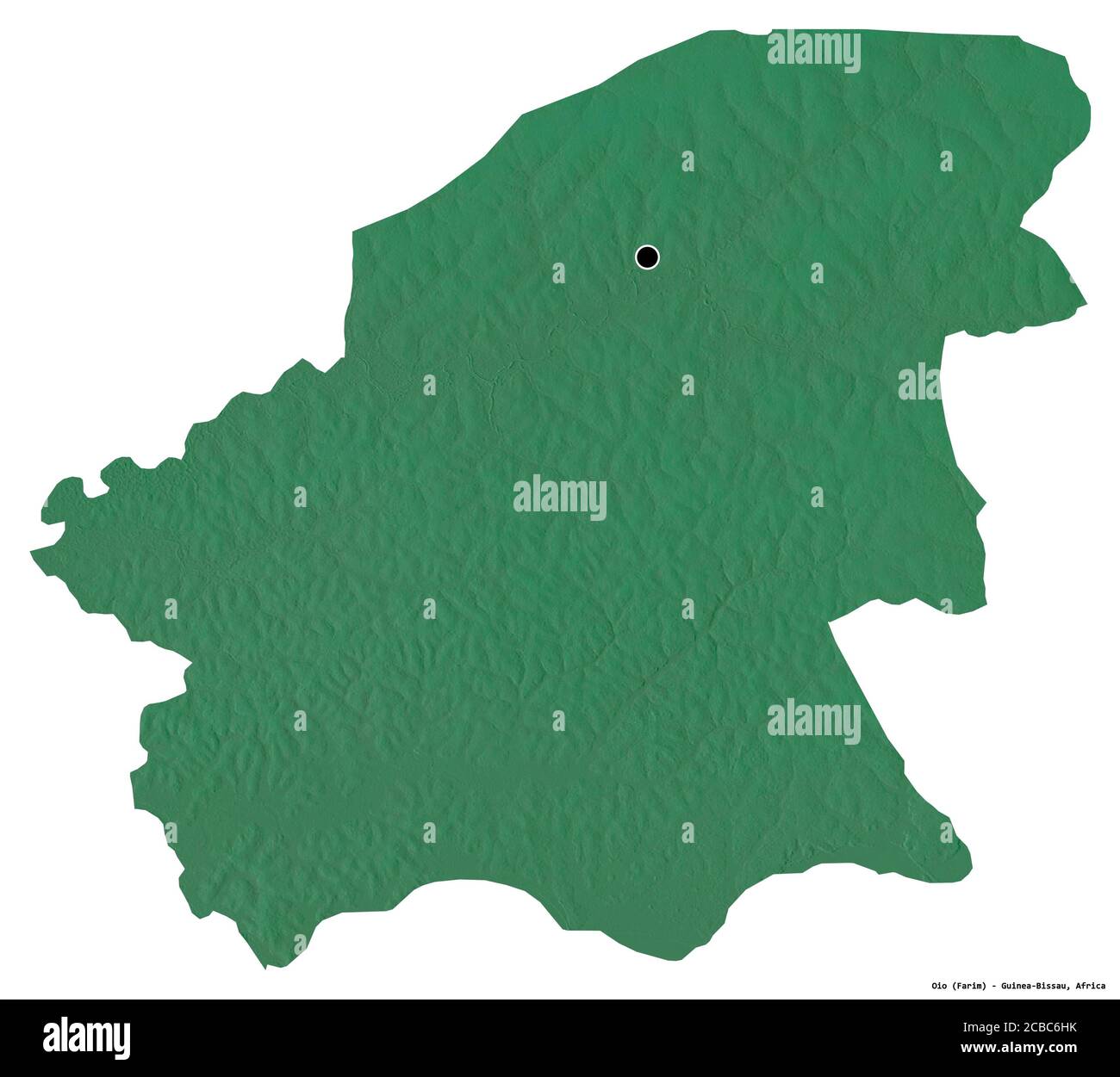 Shape of Oio, region of Guinea-Bissau, with its capital isolated on ...